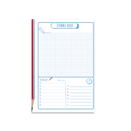 Scribble Block A4 - 80g - 4/0-färbig bedruckt zu 25 Blatt kopfgeleimt